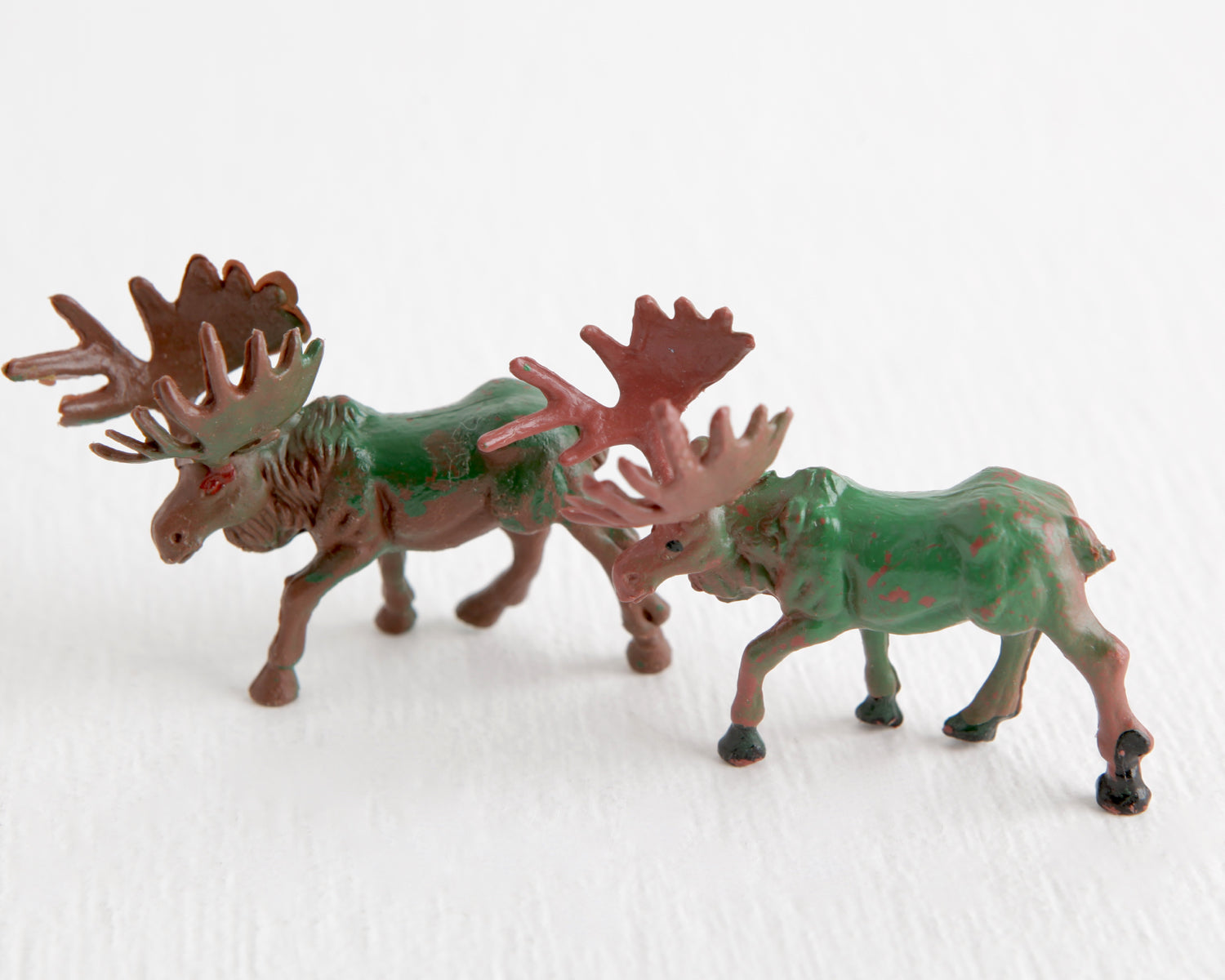 Pair of Green and Brown Bull Moose – Lobster Bisque Vintage