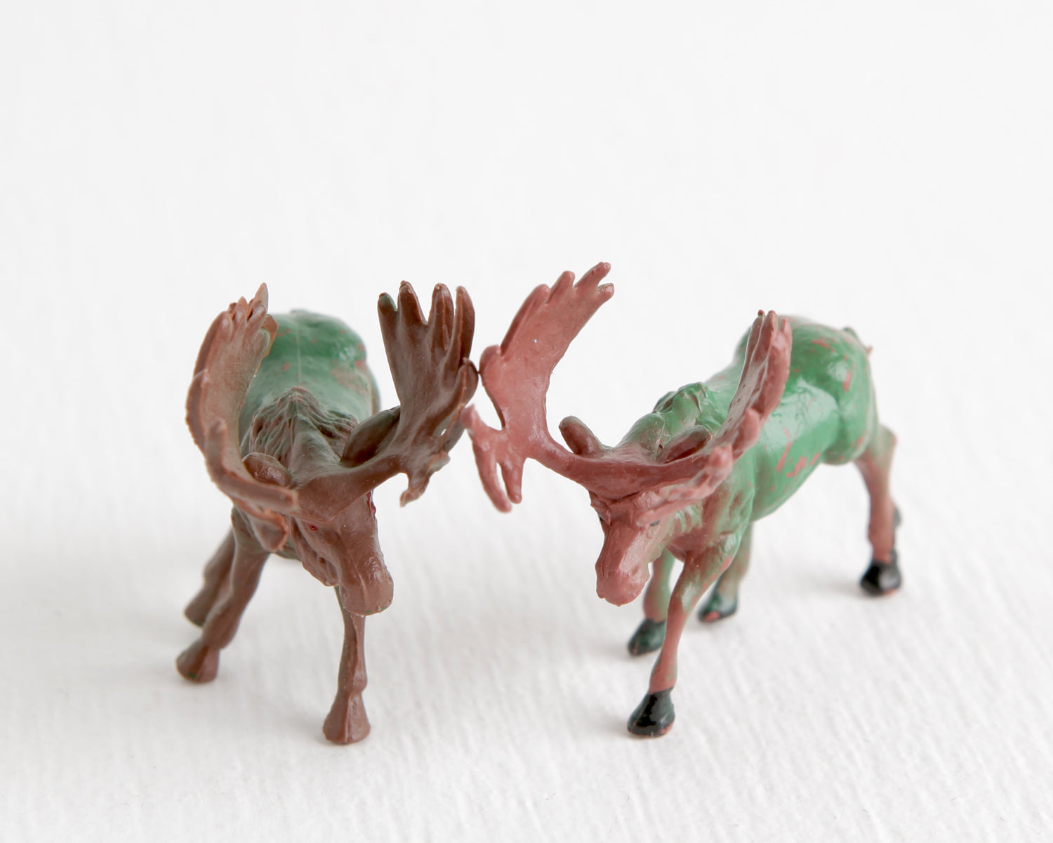 Pair of Green and Brown Bull Moose – Lobster Bisque Vintage